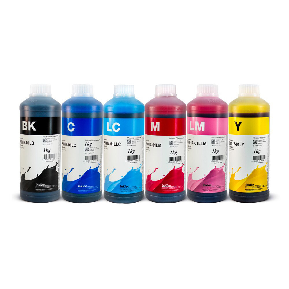 Чернила для Epson L800, L805, L1800, L850, L810 (совместимые T6731-T6736, T673) InkTec E0017, комплект 6 цветов по 1 лит