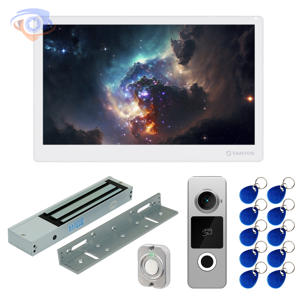 Видеодомофон Tantos Stark HD SE Tuya комплект с электромагнитным замком для офиса или дома / детектор движения / открывание ворот (белый)