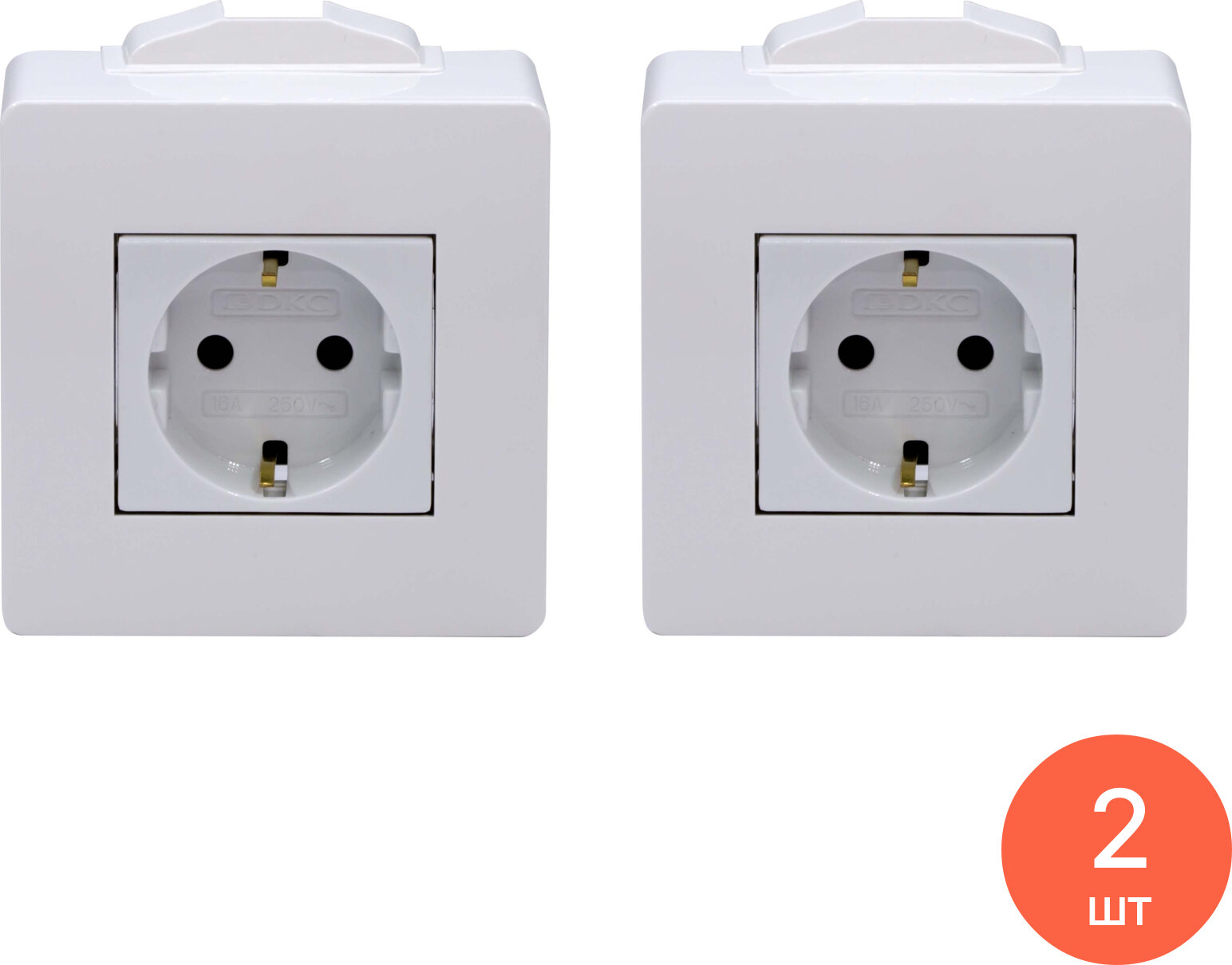 Розетка силовая штепсельная DKC / ДКС In-liner Classic коробка в сборе, 16А 250В IP00, белая, 10482 (комплект из 2 шт)
