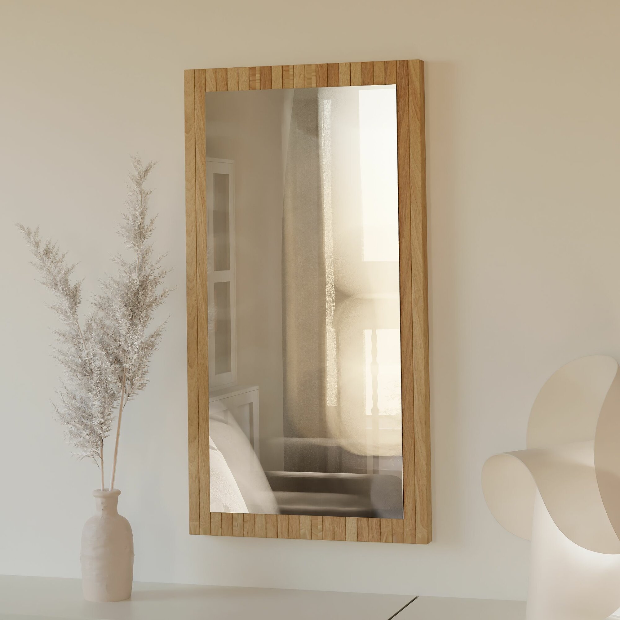 Зеркало настенное, 63х120, Пиафорте, прямоугольное, в раме, коричневое, массив дуба, Dipriz