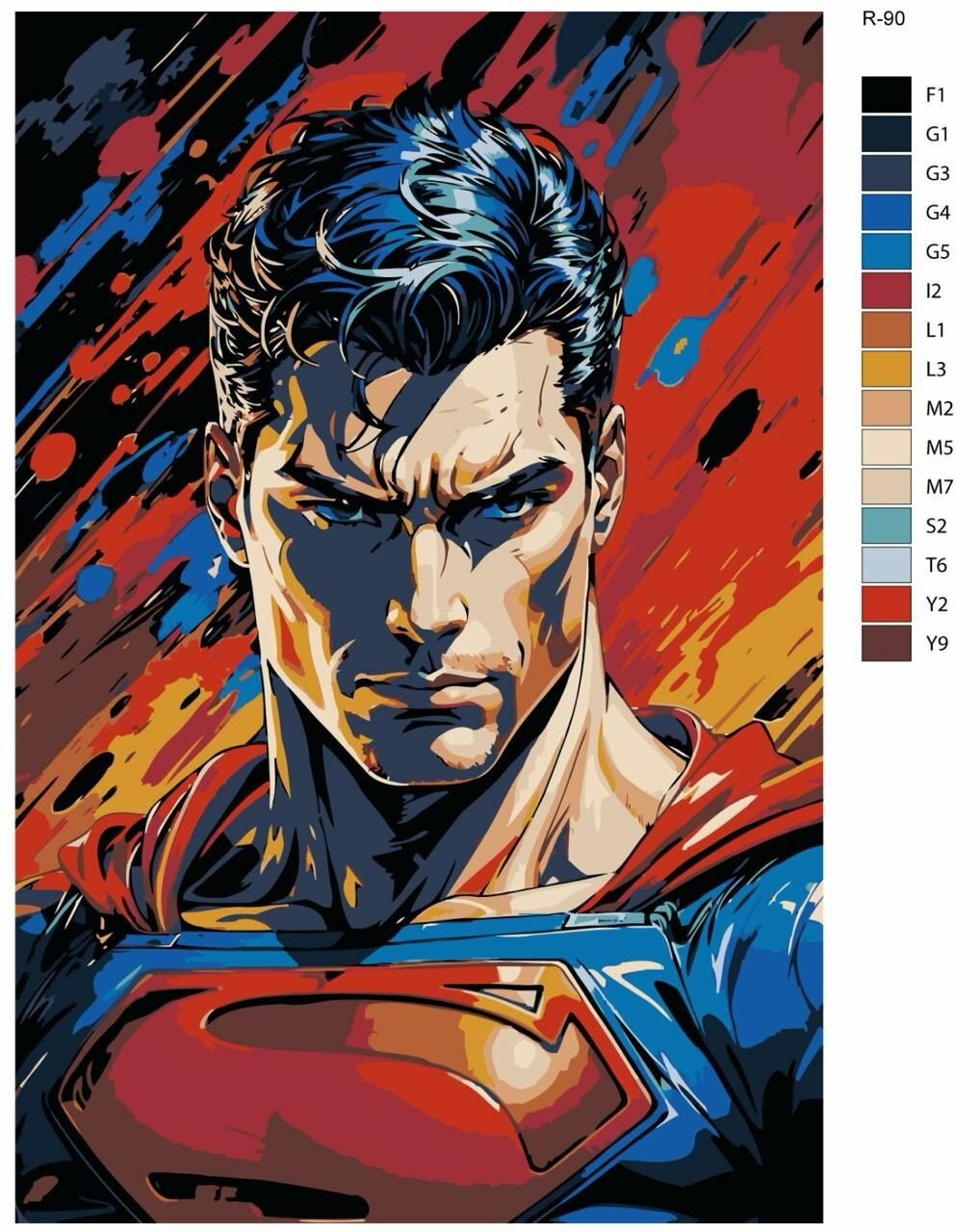 Картина по номерам R-90 "Супергерои. Супермен" 80x120 см