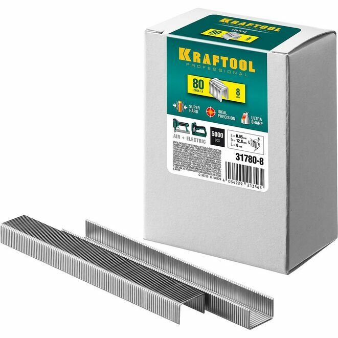 Скобы для степлера, скобы тип 80, 8 мм, KRAFTOOL