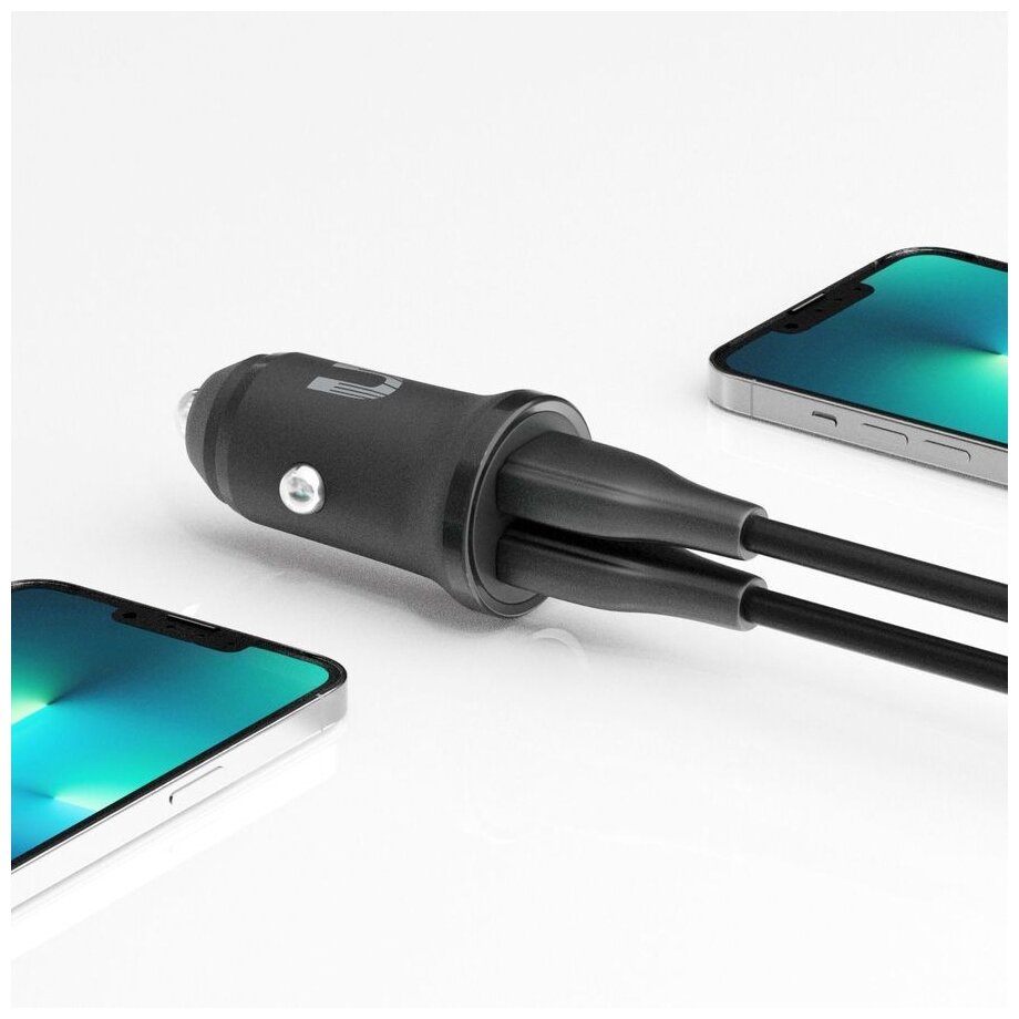 Автомобильное зарядное устройство Uzay "CC-D0055", 2 USB-порта, черный