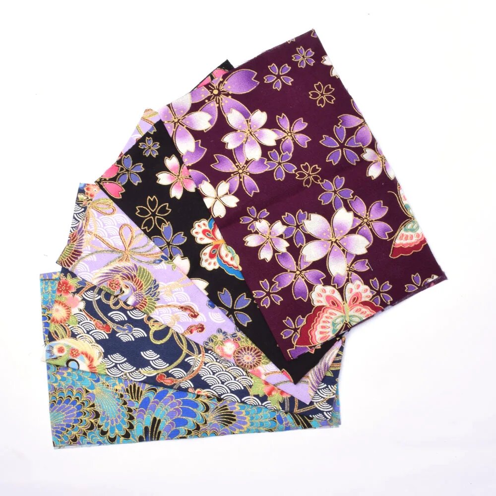 Комплект хлопковой ткани 20x25см для шитья Фиолетовый, 8