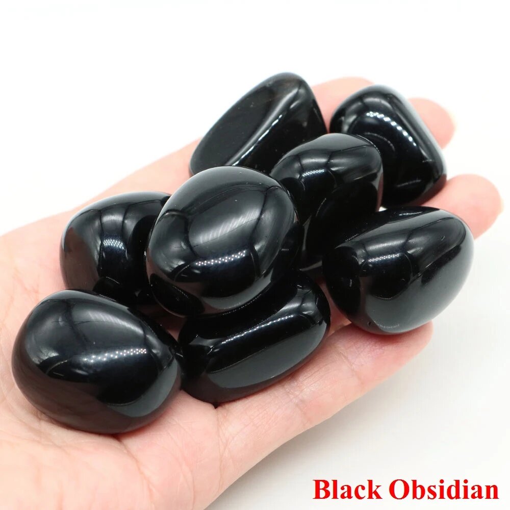 Натуральные кристаллы цитрина и кварца для аквариума Черный, 100g, Black Obsidian