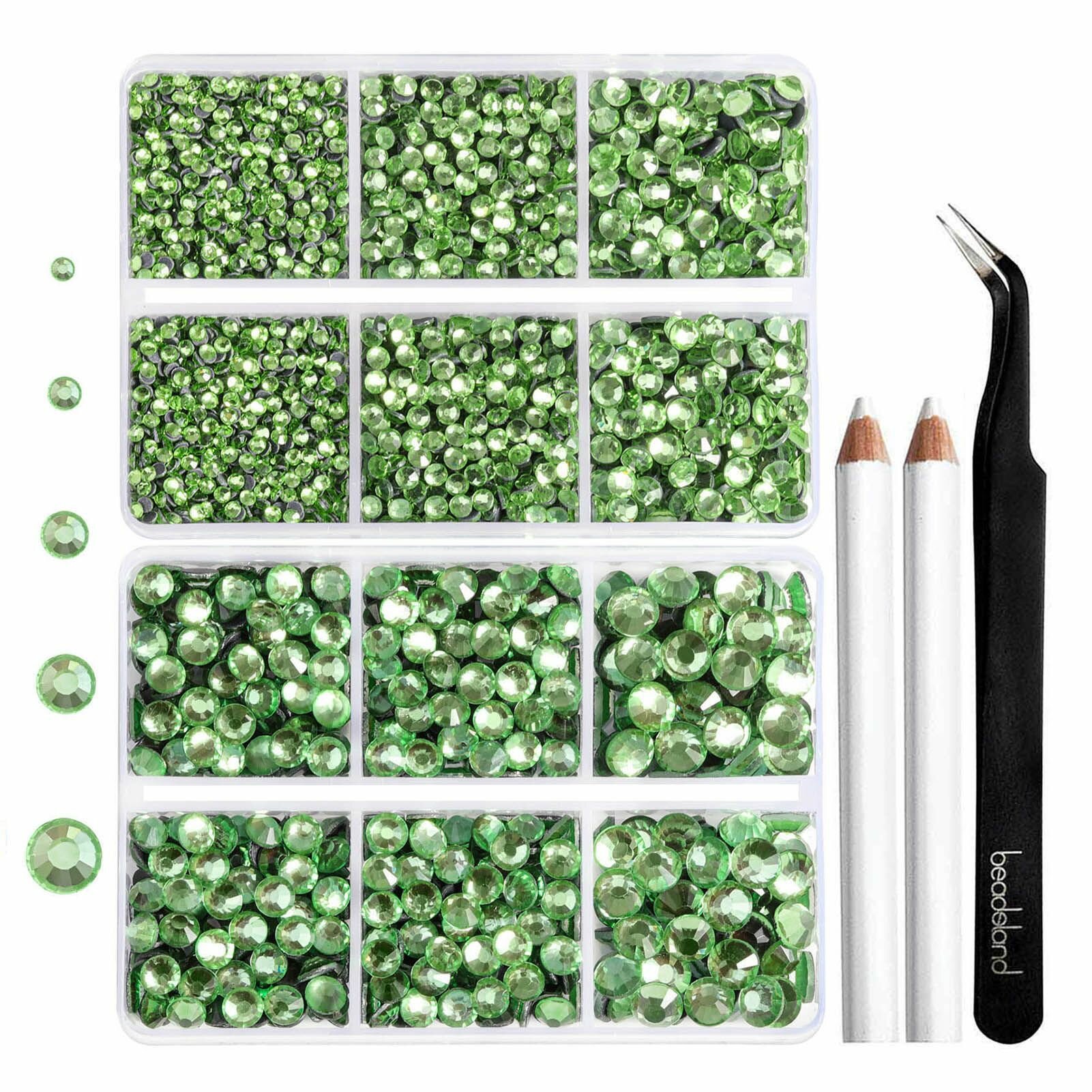 Стразы горячей фиксации, набор 6736 штук 5 размеров, пинцет и 2 восковых карандаша, стразы для одежды, свадебного платья, сумок, обуви, творчество и декор