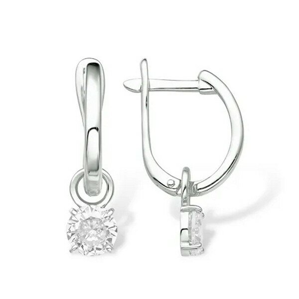 Серьги, серебро, 925 проба, фианит