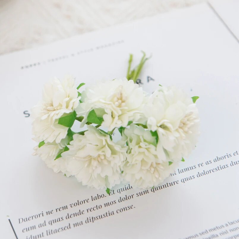 Искусственные шелковые гвоздики ZQCY, 18 шт. Белый, 6, местный белый