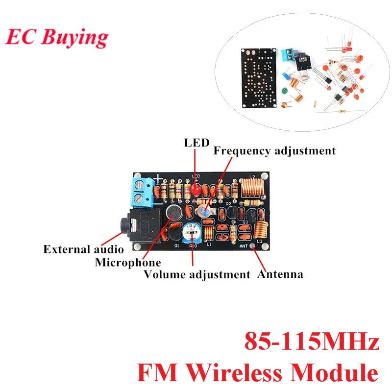 Беспроводной микрофонный модуль EC Buying FM Wireless Microphone DIY Kit