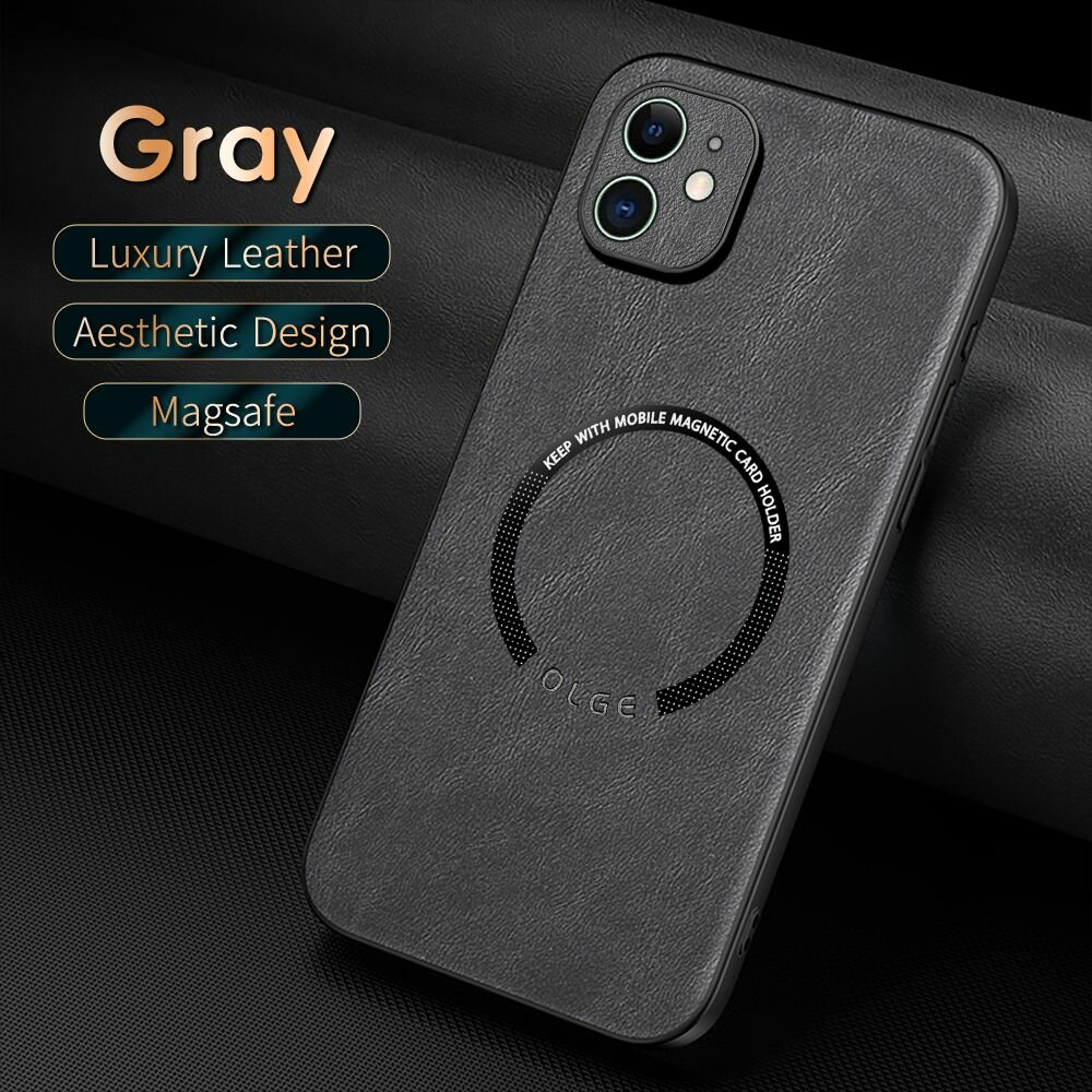 Роскошная кожаный MagSafe чехол для Apple iPhone 11 (на айфон 11)