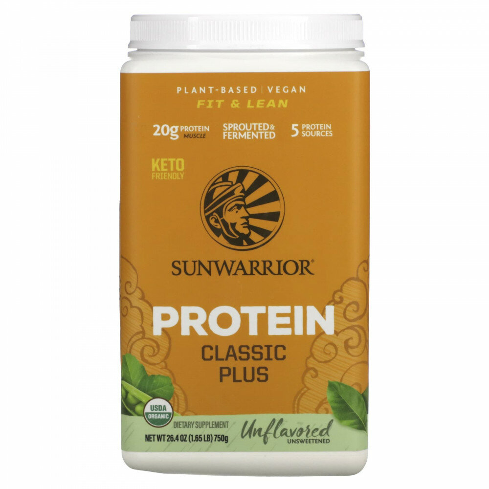 Sunwarrior, Protein Classic Plus, протеин на растительной основе, натуральный, 750 г (1,65 фунта)