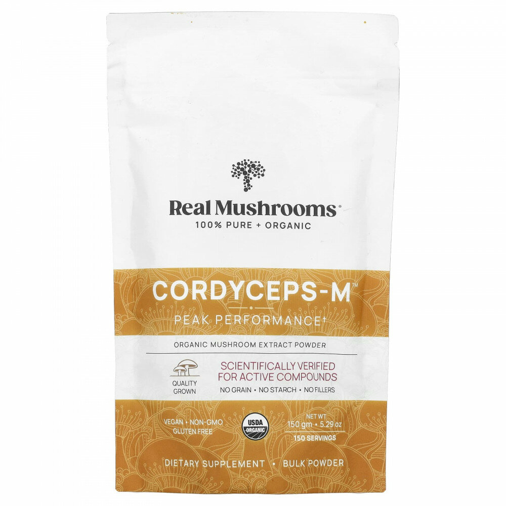 Real Mushrooms, Cordyceps-M™, порошок из экстракта органического гриба, 150 г (5,29 унции)