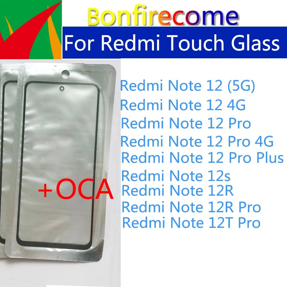 Для Xiaomi Redmi Note 12 12R 12T Pro Plus 12S 4G 5G сенсорная панель переднее наружное стекло объектив ЖК-стекло с клеем OCA Redmi Note 12s