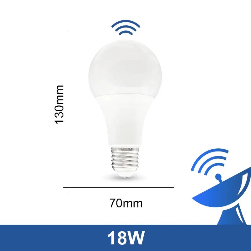 Светодиодная лампа 18W E27 Warm White с датчиком движения