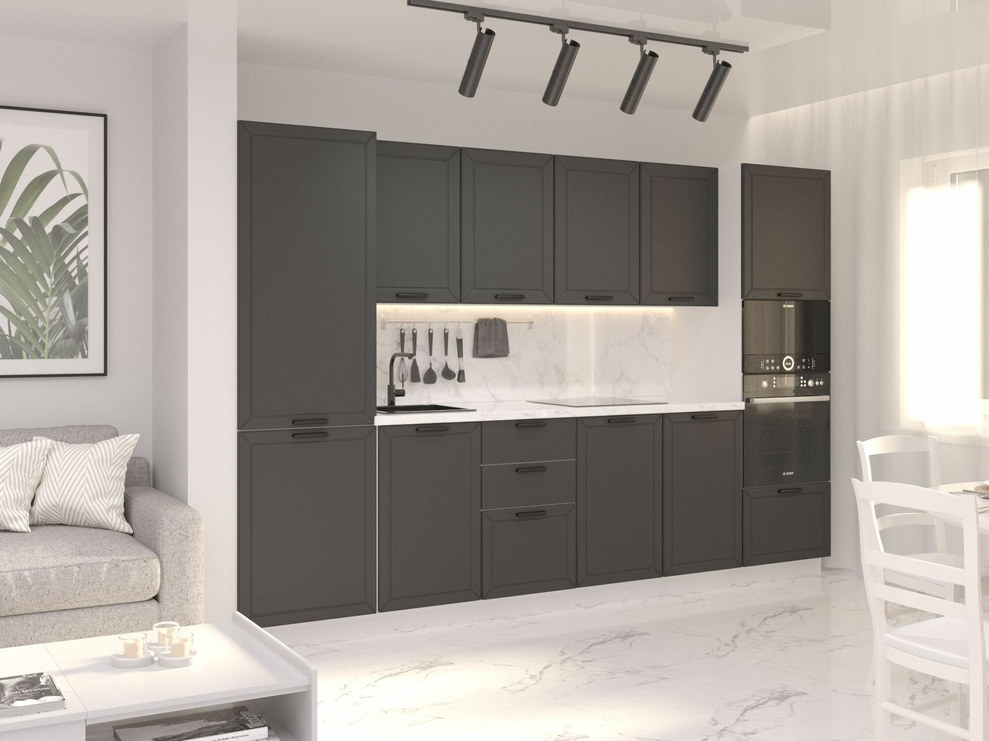 Кухонный гарнитур Глетчер Маренго Силк, 3200 мм