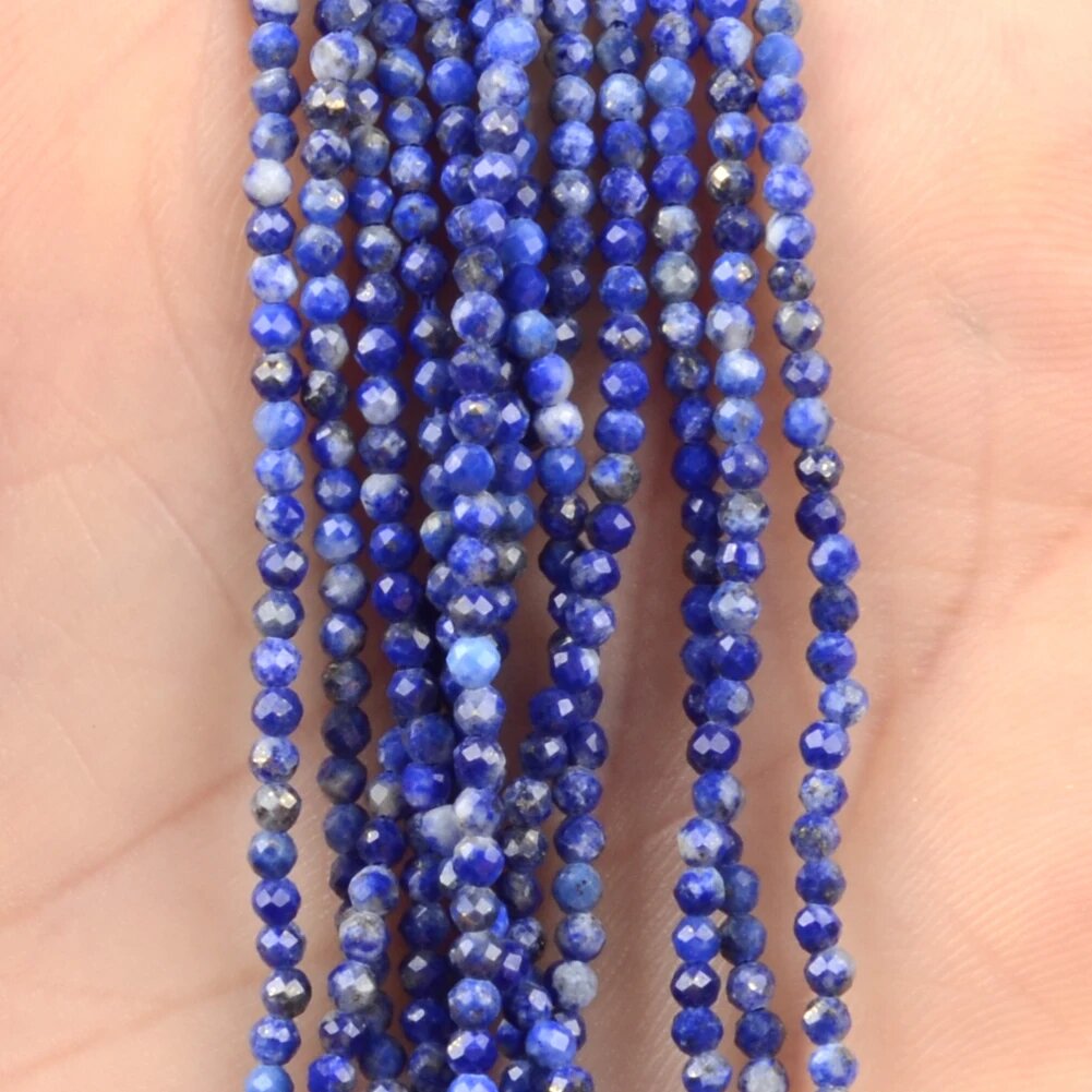 Бусины из натуральных камней Турмалин, Лазурит, Опал 2мм, Синий, 2mm (approx 170pcs), Lapis Lazuli