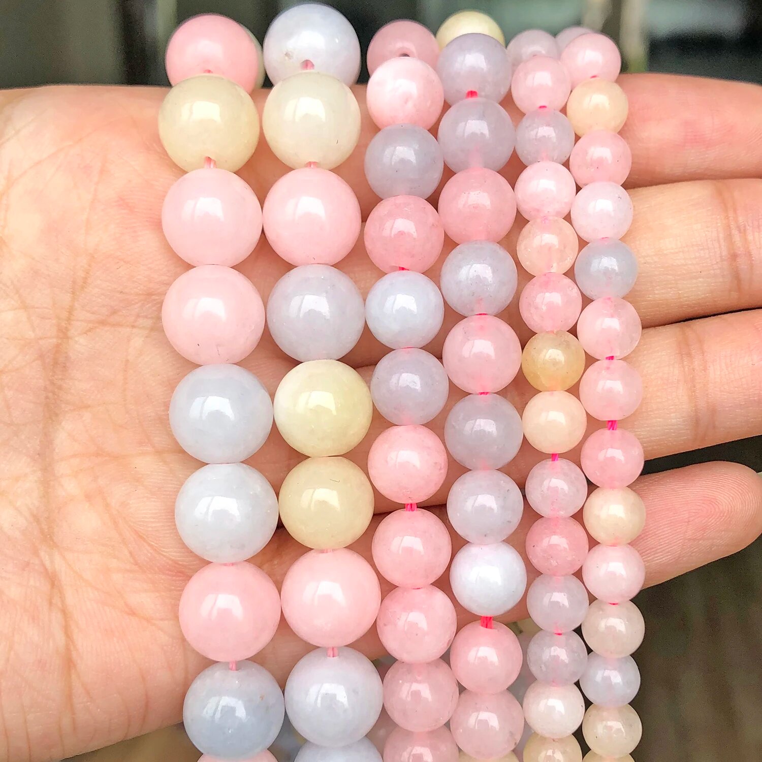 Бусины из камня GMB724 розового кварца, кошачьего глаза, 6mm approx 61pcs, morganite jade