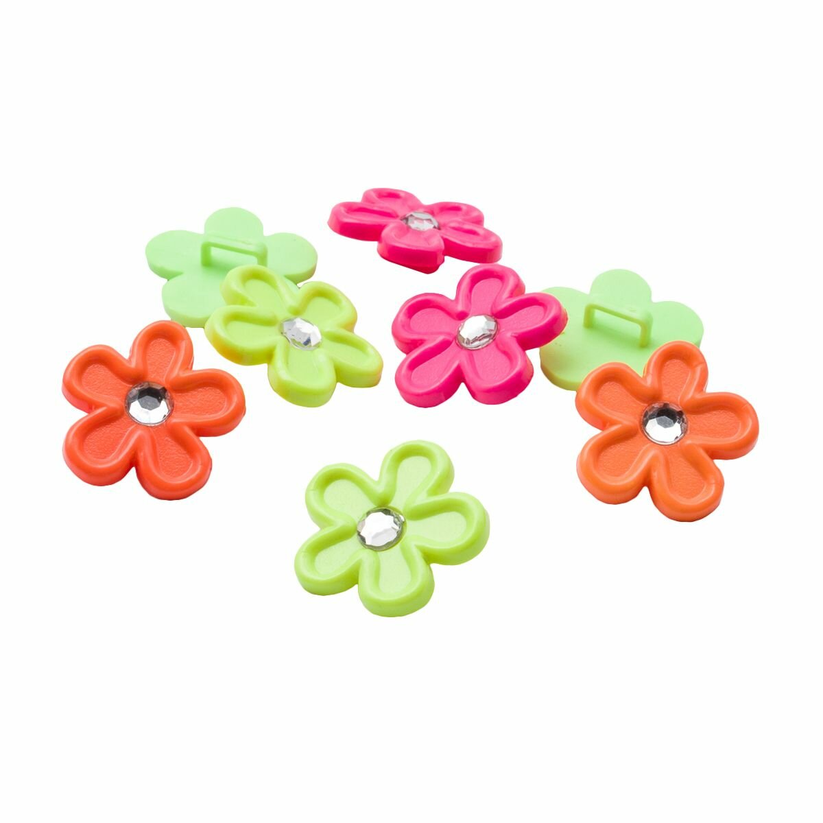 Пуговицы-фигурки 'Неоновые цветы' пластик, 8шт/упак, Dress It Up
