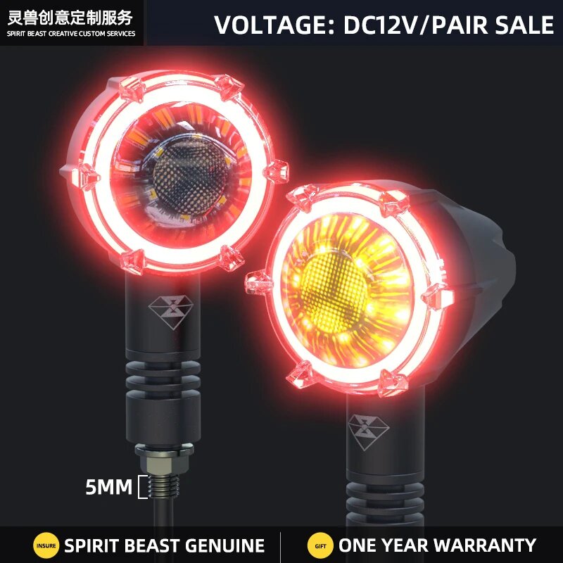 Светодиодные поворотники Spirit Beast в стиле ретро для мотоциклов BMW, Suzuki, Kawasaki, Honda, CB1000R, см, 500 дюйма, CB1100, универсальный задний фонарь red light