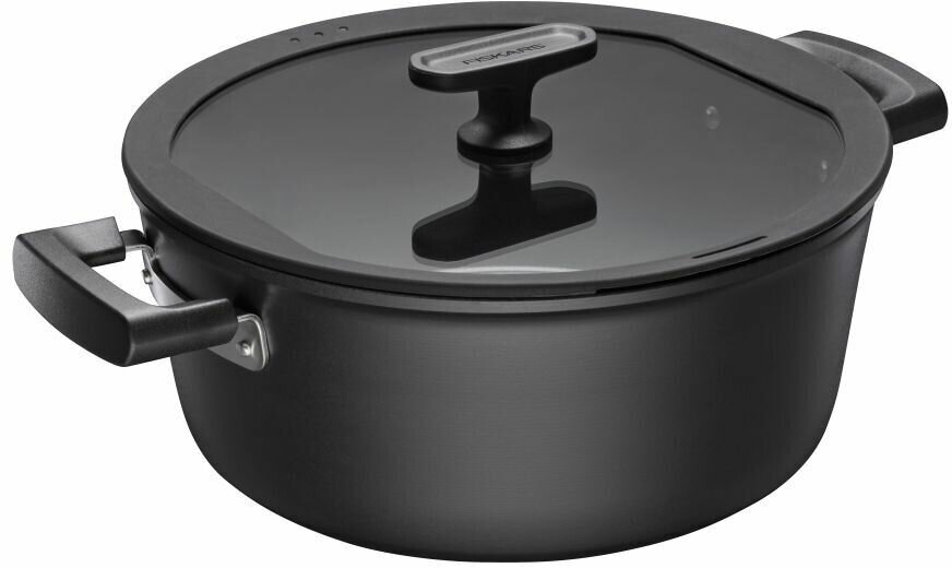 Кастрюля алюминиевая с крышкой 5 л FISKARS Hard Face (1075527)