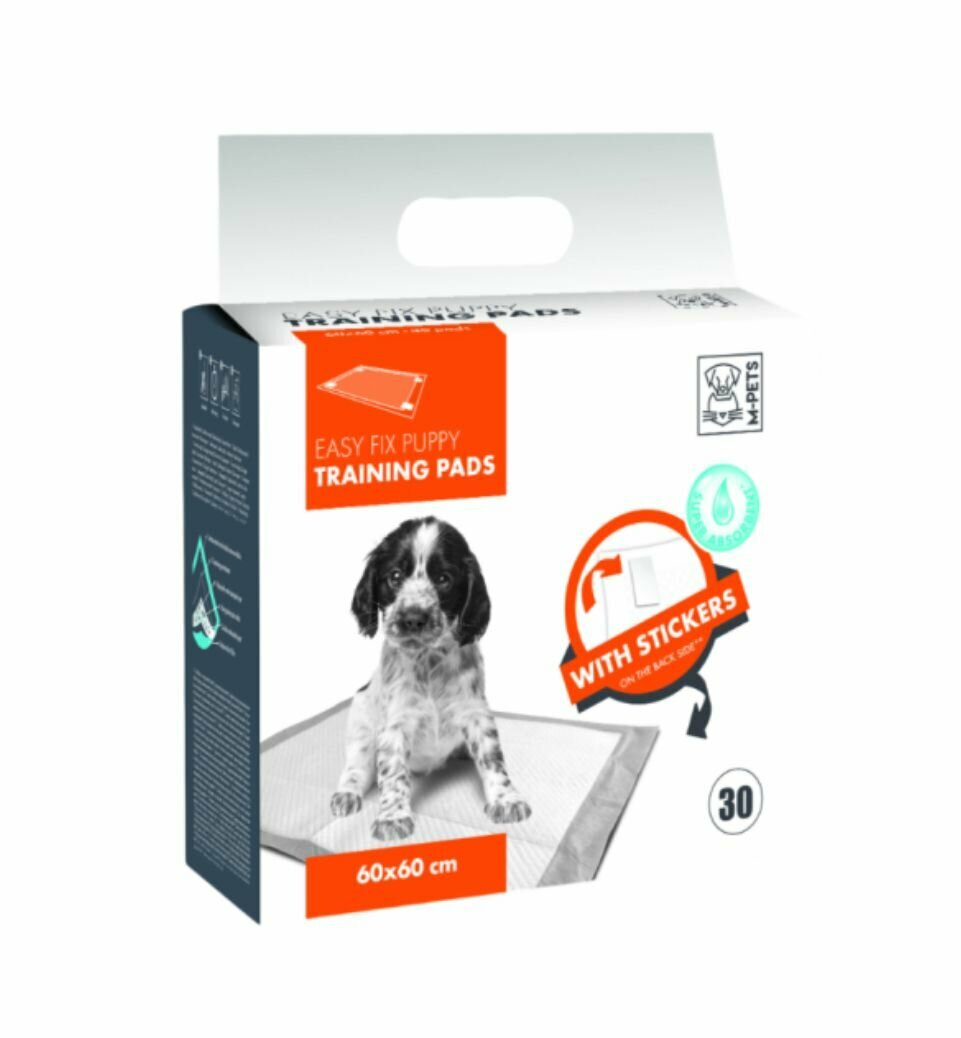 Mpets пеленки одноразовые гелевые для животных, собак и кошек, впитывающие, EASY FIX с фиксирующими полосками для приучения к месту, 60 х 60 см, 30 шт. /упак