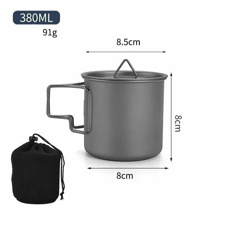 Кружка походная Lixada, титановая, для воды, 750мл, светло-серая
