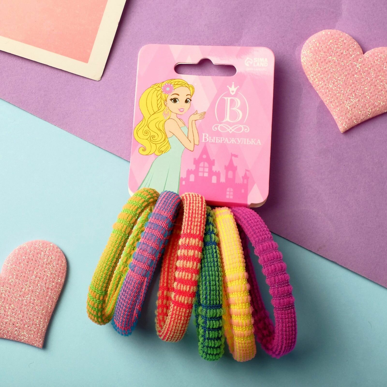 Резинка для волос "Спорт" (2 набора по 6 шт) модерн люкс яркий, 3 см