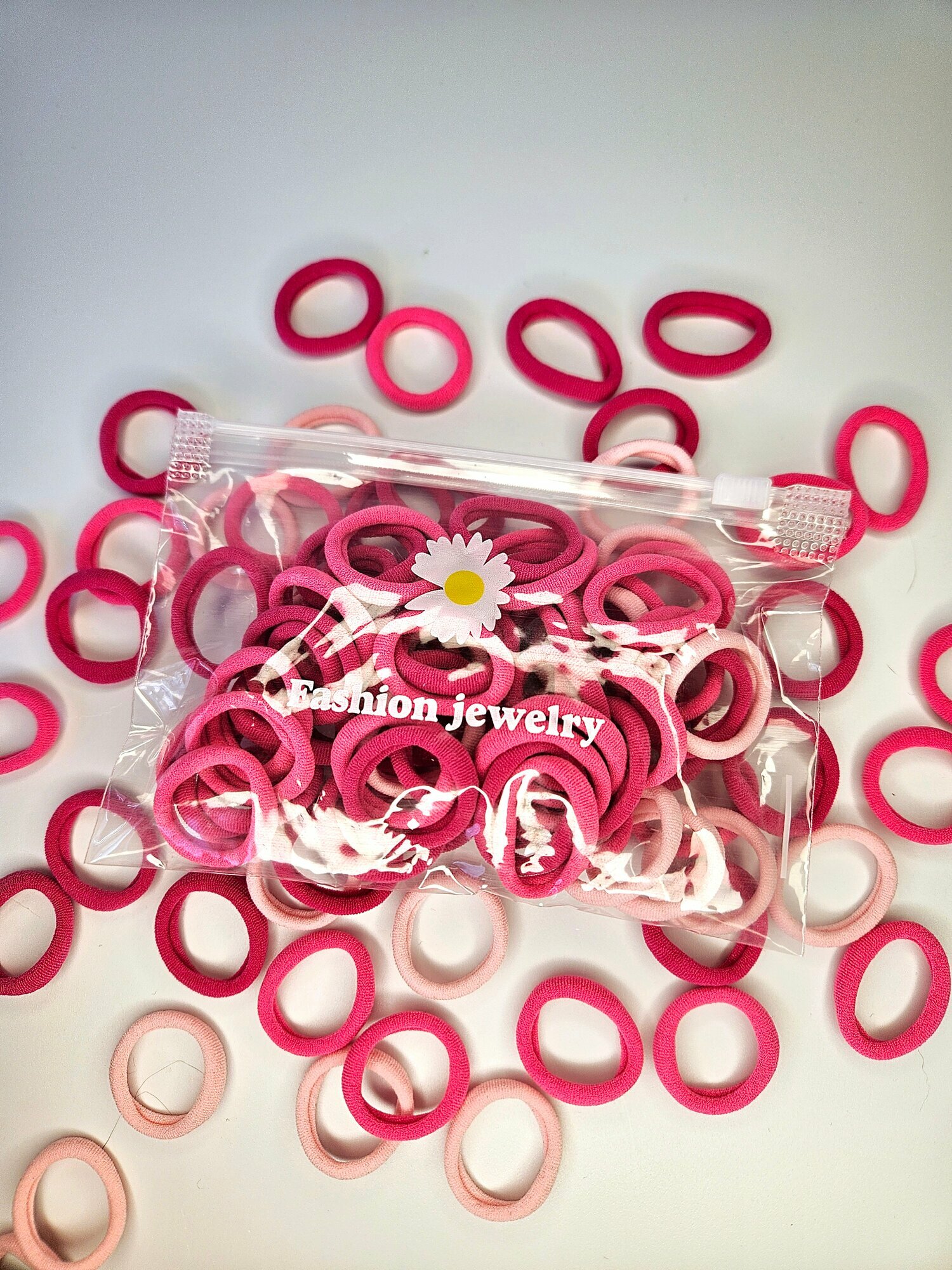 Резинки для волос, маленькие, 3 см, в упаковке 50 штук, розовые