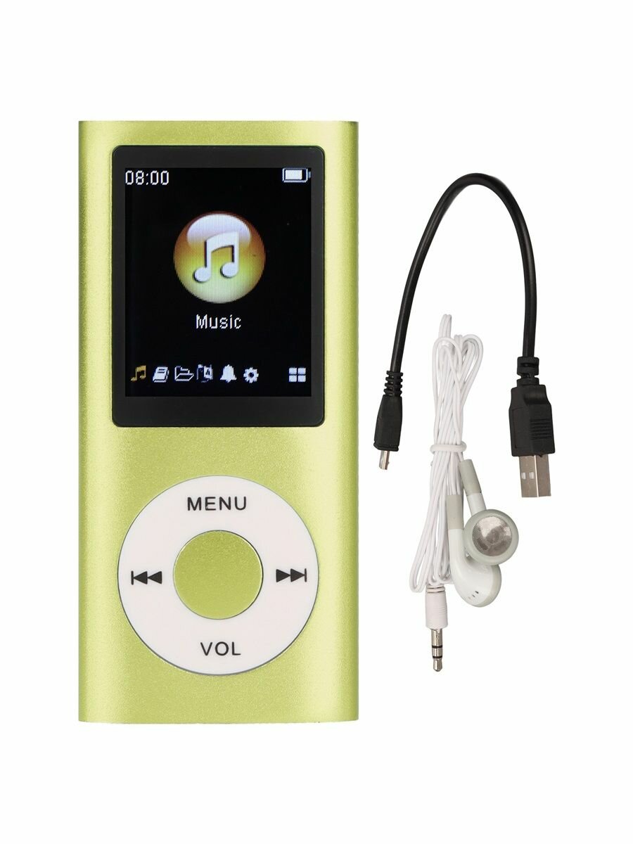 Портативный музыкальный MP3-плеер с ЖК-экраном 1,8 дюйма, тонким звуком без потерь. Стильный многофункциональный MP3-плеер с FM-радио, диктофоном и слотом для карты памяти Micro SD.