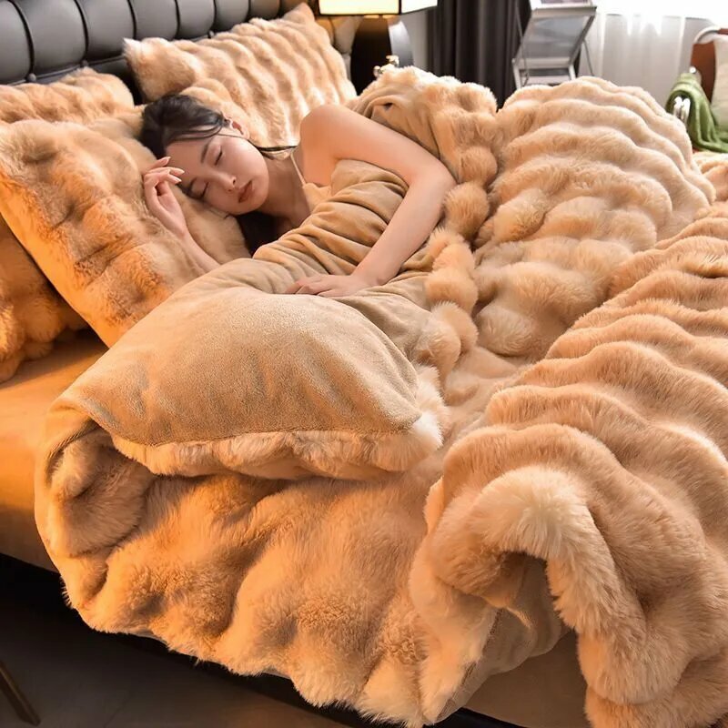 Комплект постельного белья, Фланель, Евро, наволочки 48x74