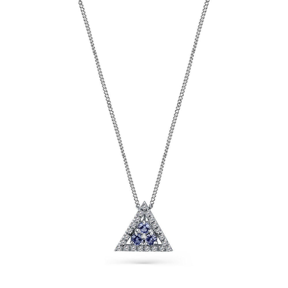 Колье, белое золото, 585 проба, танзанит, бриллиант