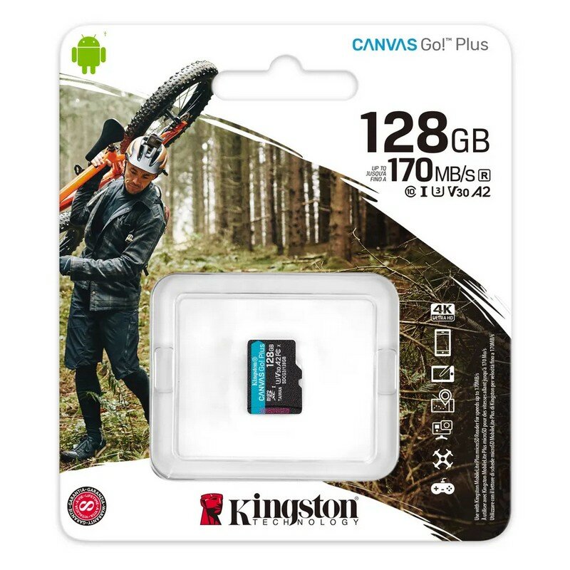 Карта памяти microSDXC 128Gb Kingston Canvas Go Plus UHS-I U3 V30 A2 (170/90 Mb/s)