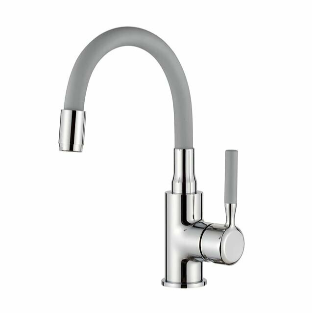 Смеситель для умывальника Ledeme силиконовый излив серый L1399-9