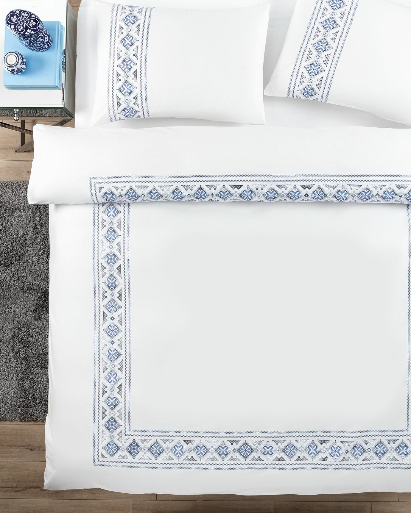 Постельное белье Madame Coco, перкаль, хлопок, цвет синий, 1,5 спальное