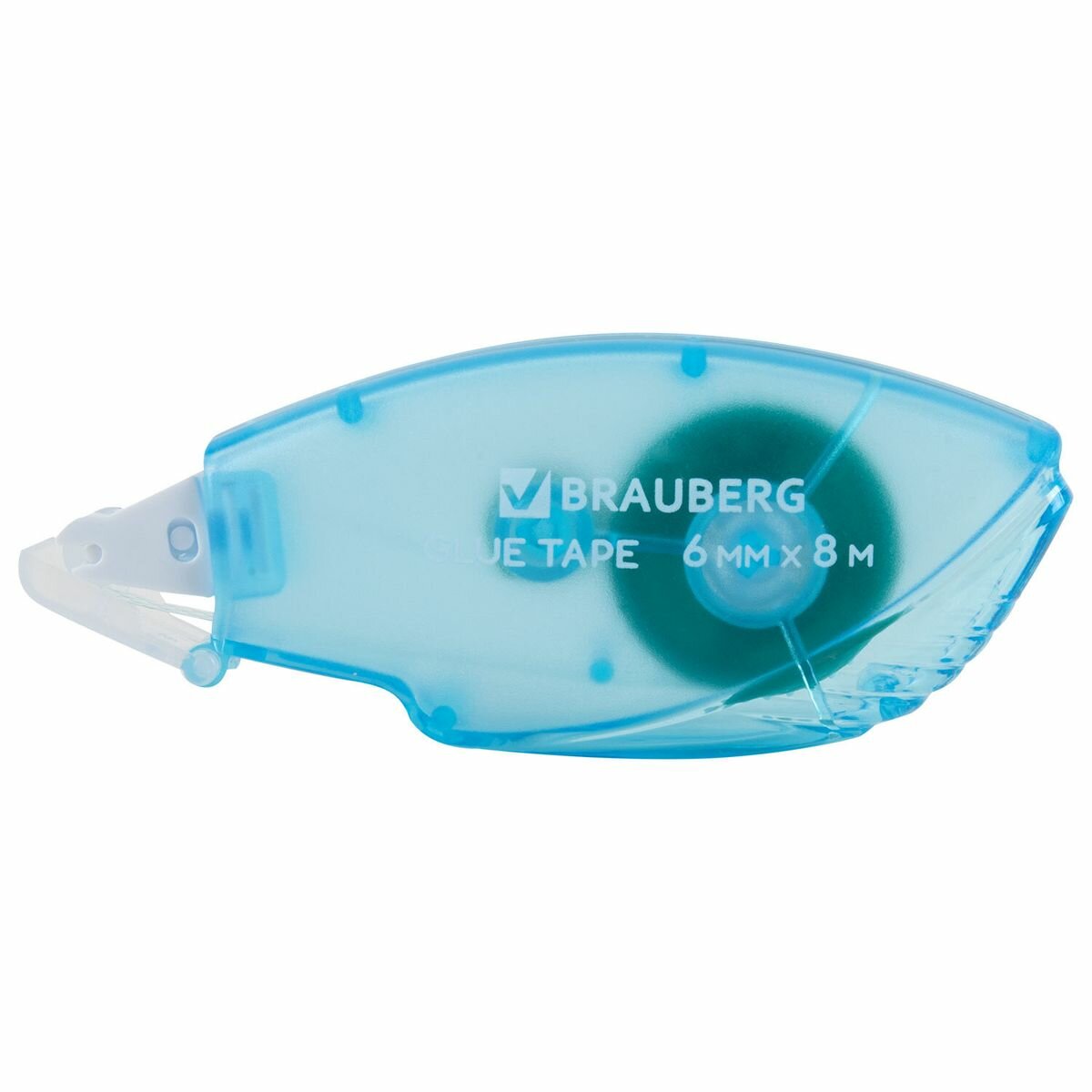 Клей-лента Brauberg Standard, 6мм х 8м, корпус матовый голубой, блистер (273027)