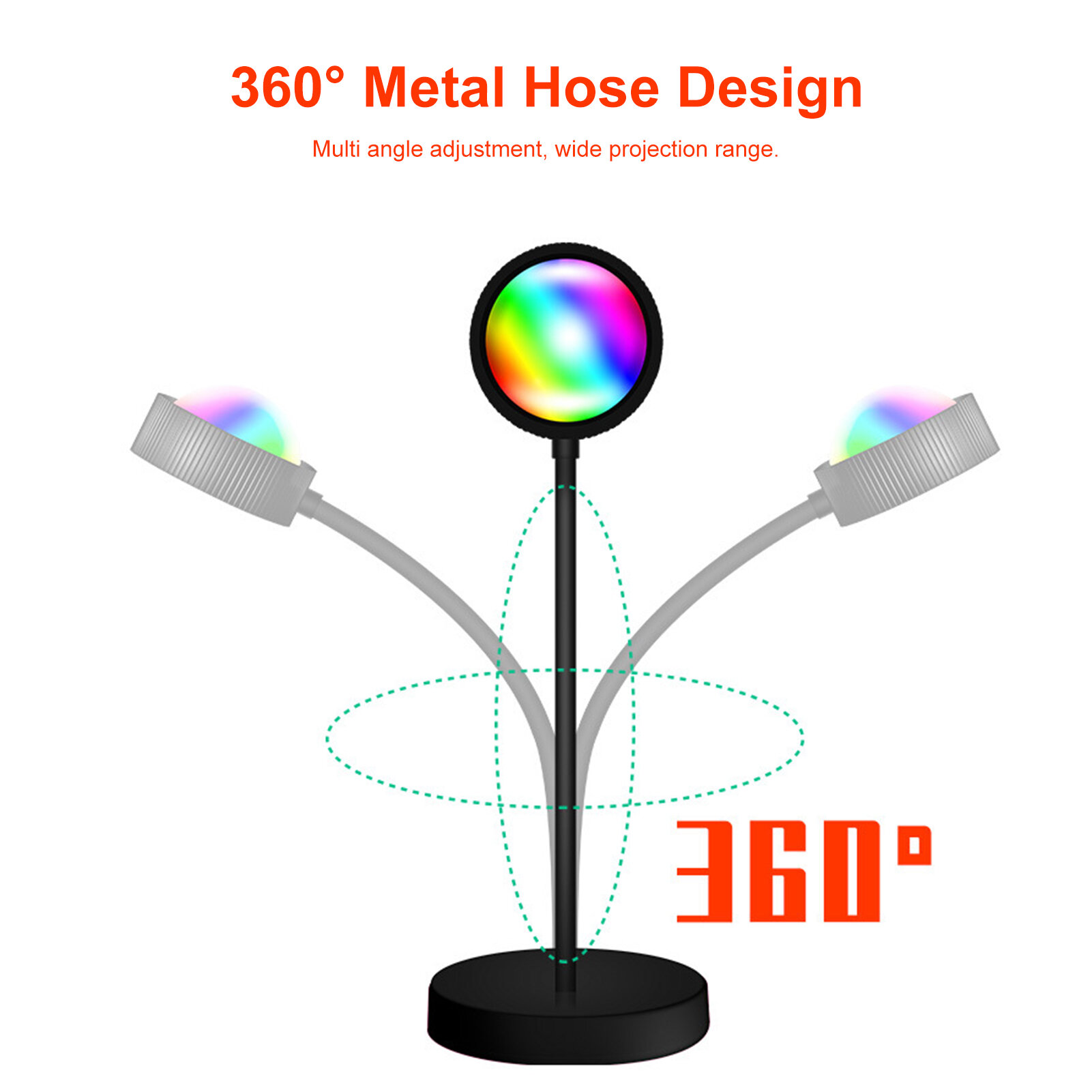 Лампа RGB Sunset Atmospheres, регулируемая на 360°, проекционный свет заката, USB, романтический светодиодный ночник с пультом дистанционного управления для селфи/гостиной/тематической вечеринки, украшения спальни