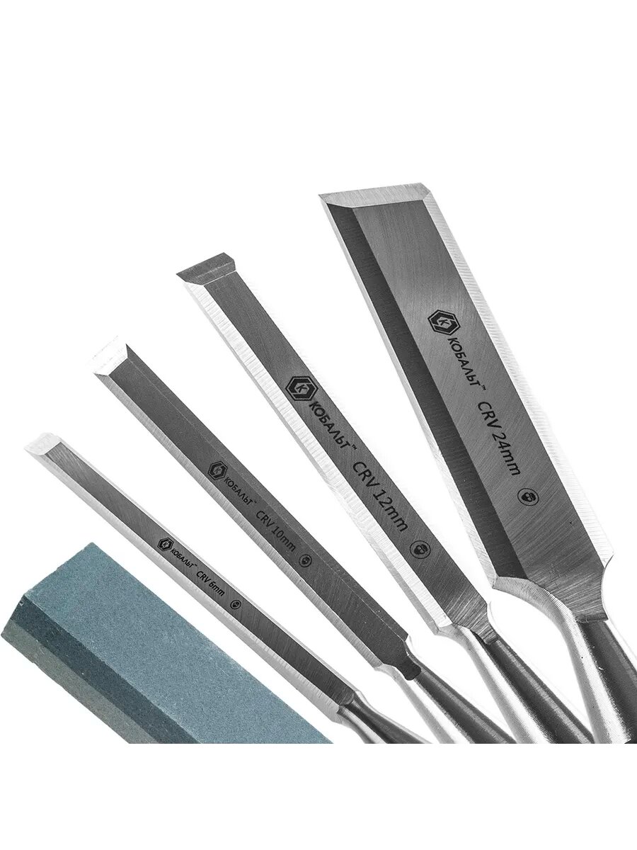 Набор стамесок плоских: 6, 12, 18, 24 х 140 мм, CR-V, дерев