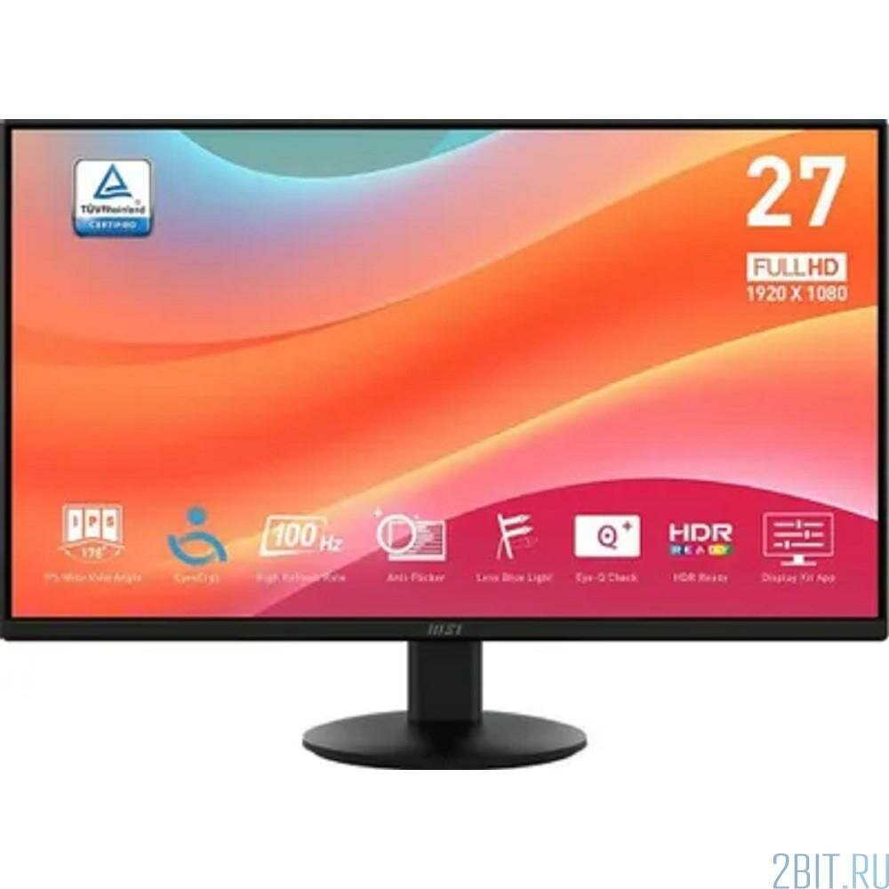 Монитор MSI 27" Pro MP272L черный IPS LED 16:9 HDMI M/M матовая 250cd 178гр/178гр 1920x1080 100Hz DP FHD 3.82кг