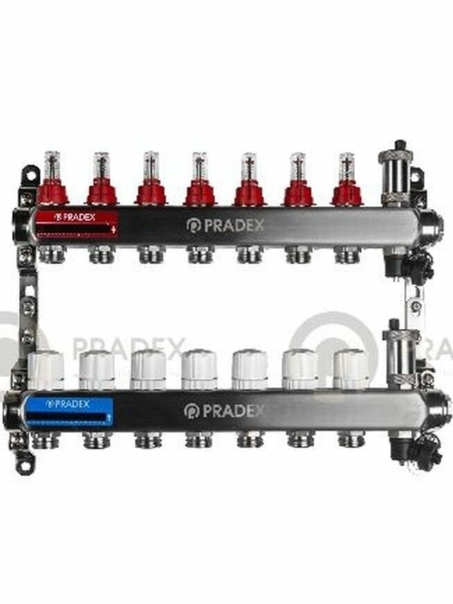 Коллекторный блок PRADEX SS03011"- 3/4х7 D1Air c регулирующими клапанами и расходомерами