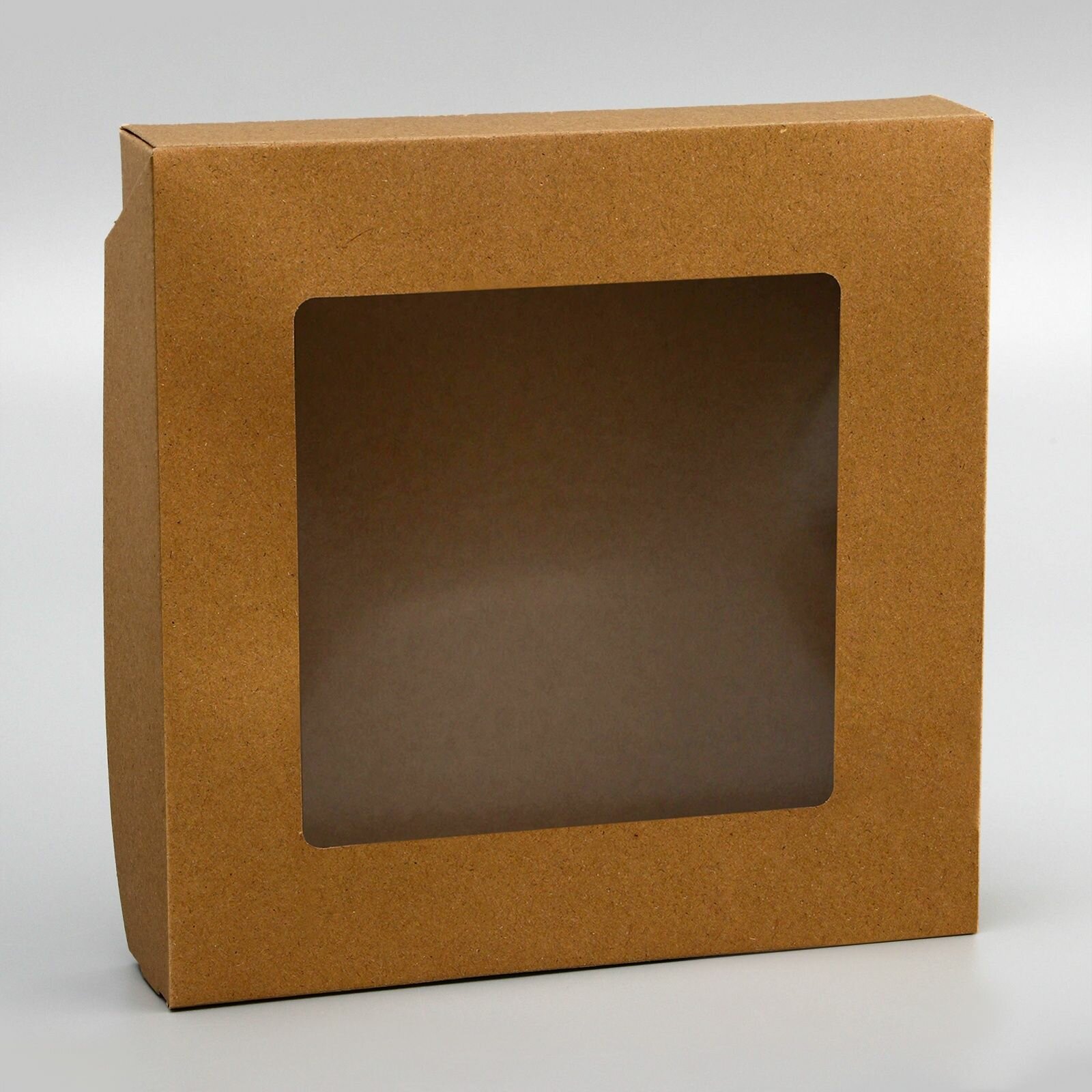 Коробка складная, с окном крафт, 20 х 20 х 4 см, 10 шт.