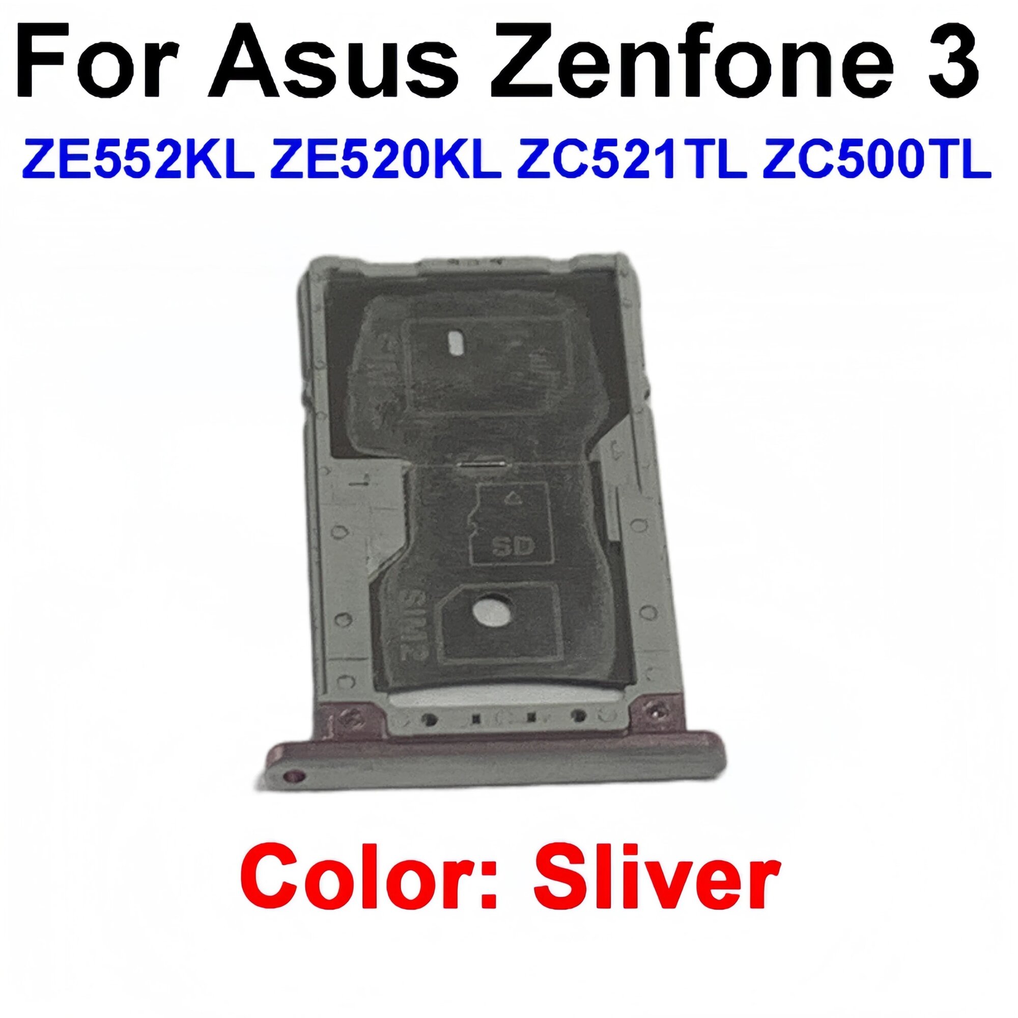 Слот SIM-карты для Asus Zenfone 3 ZE552KL/ZE520KL/ZC521TL/ZC500TL, Silver