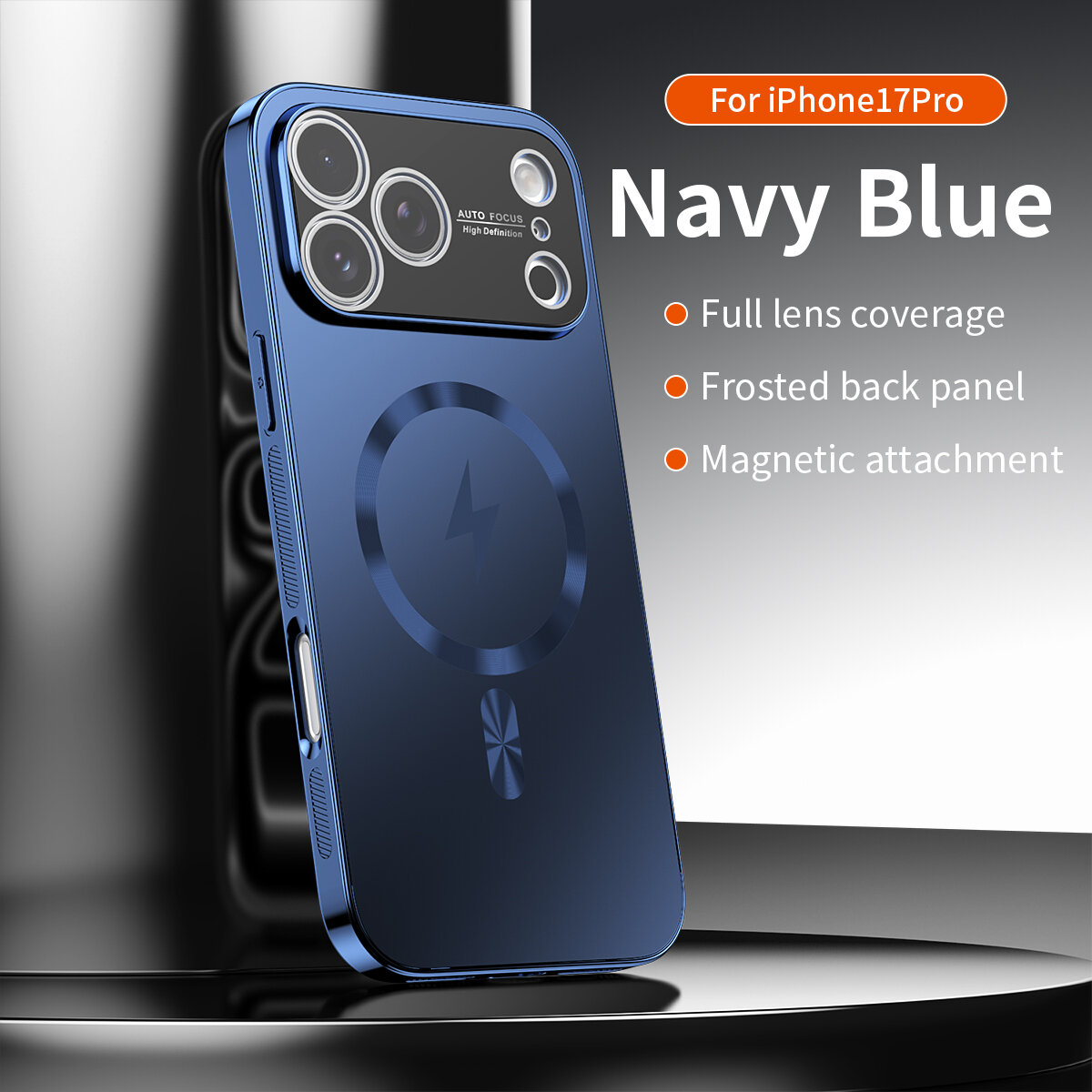 Чехол Для Apple iPhone 17 Pro / Айфон 17 Про, soft touch, чехол-кардиомонитор, поликарбонат (PC), защита камеры, ударопрочный, усиленные углы, Apple, Apple iPhone 17 Pro, dark blue,