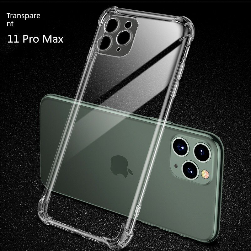 Ультра-прозрачный ударопрочный силиконовый чехол для iPhone 11 Pro Max - гибкая защита