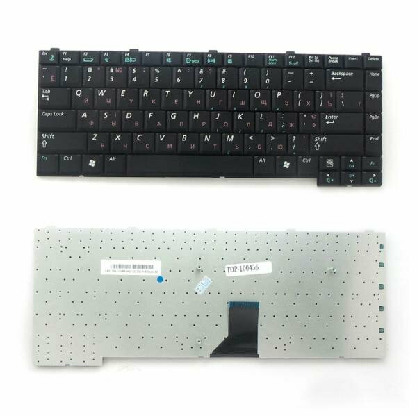 Клавиатура для ноутбука Samsung M40, M45 Series. Плоский Enter. Черная, без рамки.