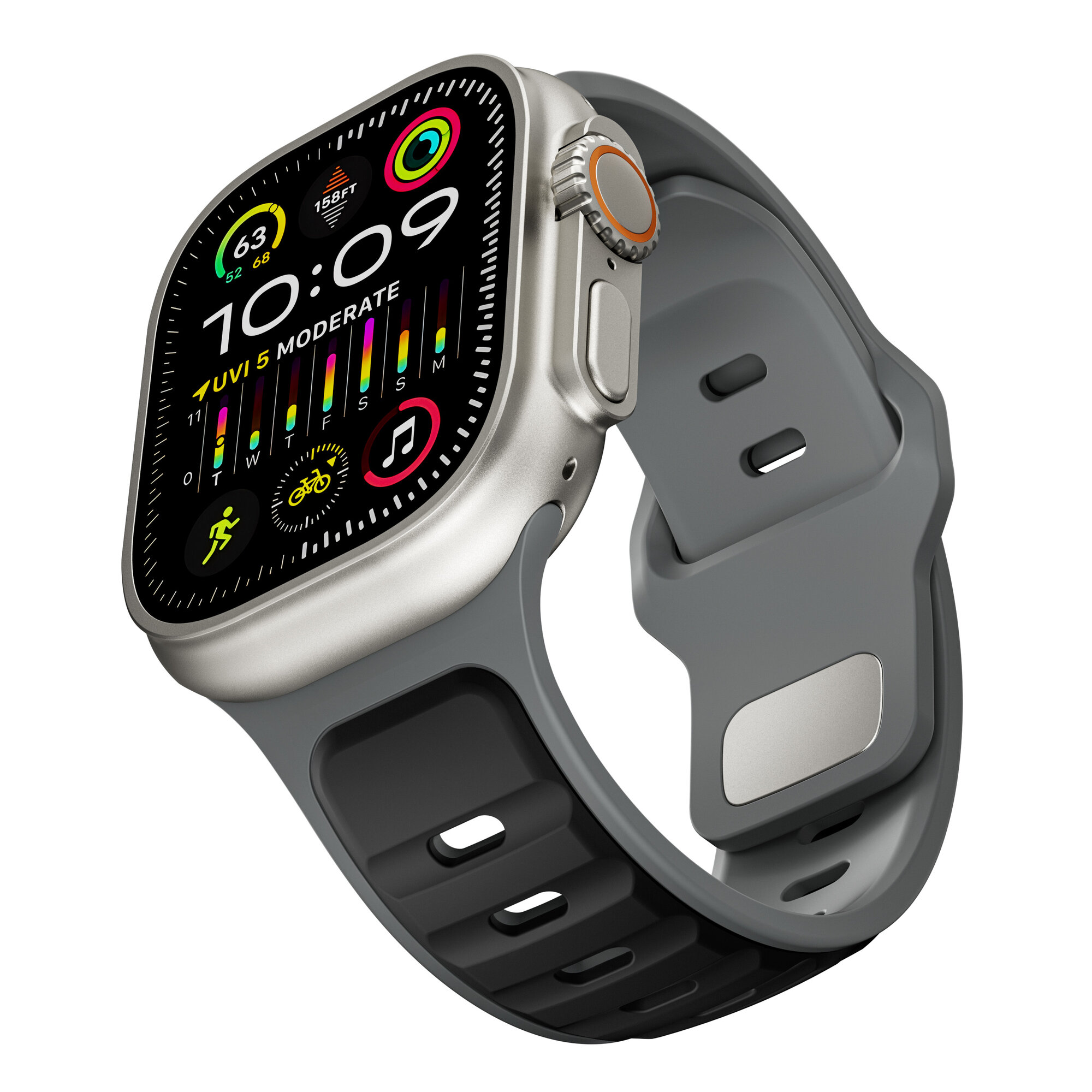 Ремешок для Apple Watch 42/44/45/46/49mm SweetSport серый / черный