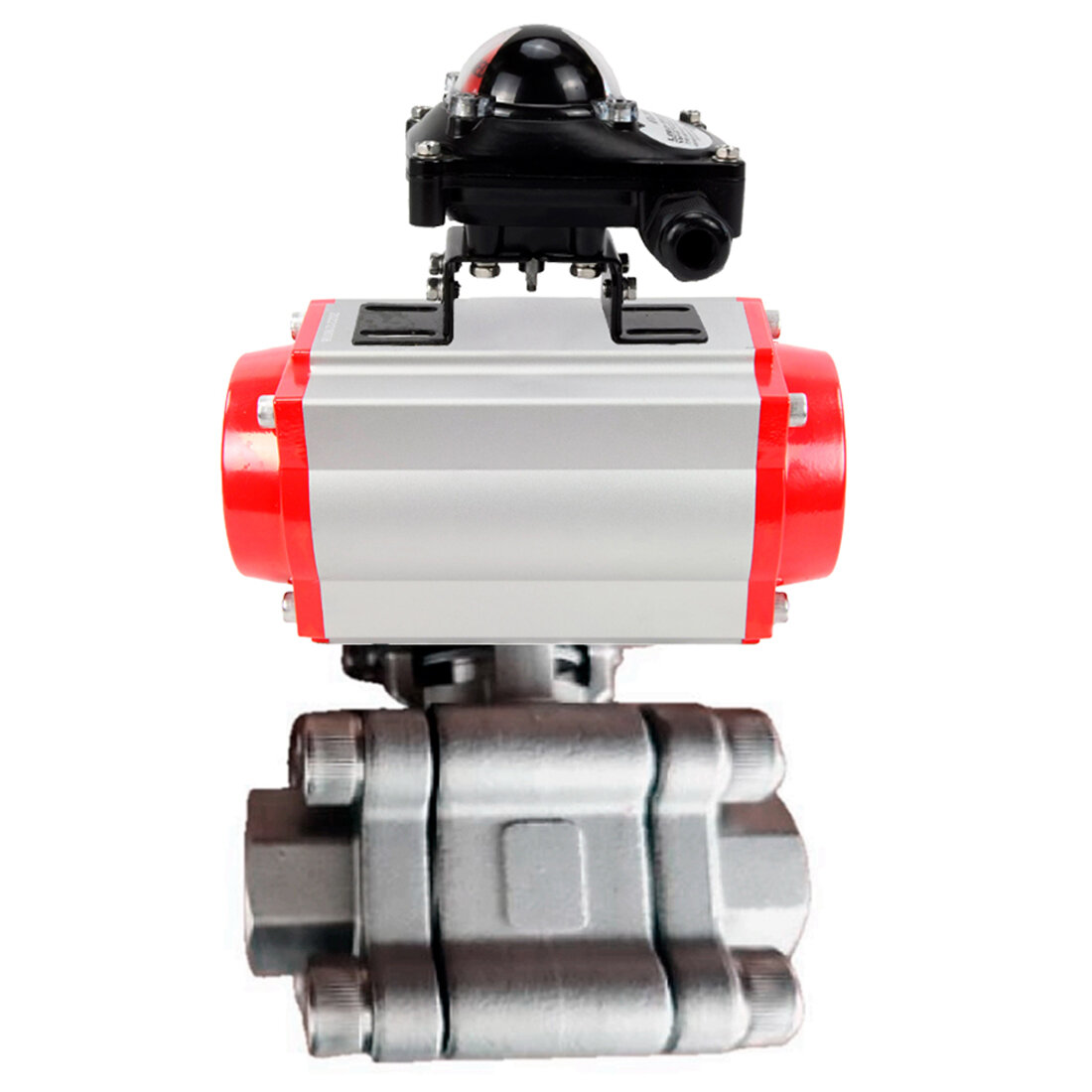 Кран шаровой DN.ru 316-316-PTFE-FP-SW-ISO-H Ду100 Ру63 полнопроходной, корпус - нержавеющая сталь SS316, под приварку, с пневмоприводом DA-105, БКВ LSB-210-02NM12-220/24 (опрессовано)