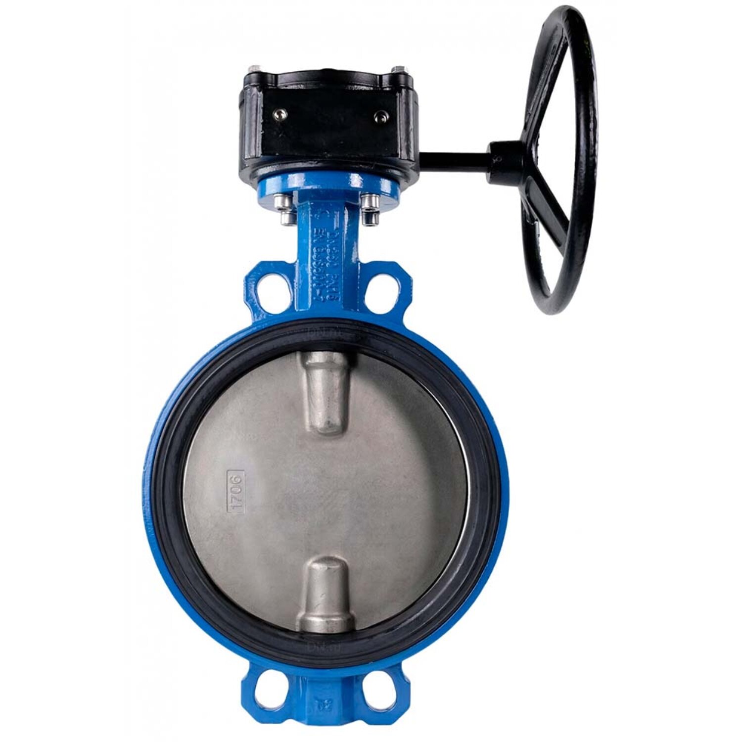 Затвор дисковый поворотный DN.ru GGG50-GGG40-EPDM Ду40 Ру16 межфланцевый, корпус - чугун GGG50, диск - чугун GGG40, уплотнение - EPDM, с редуктором RDN-1