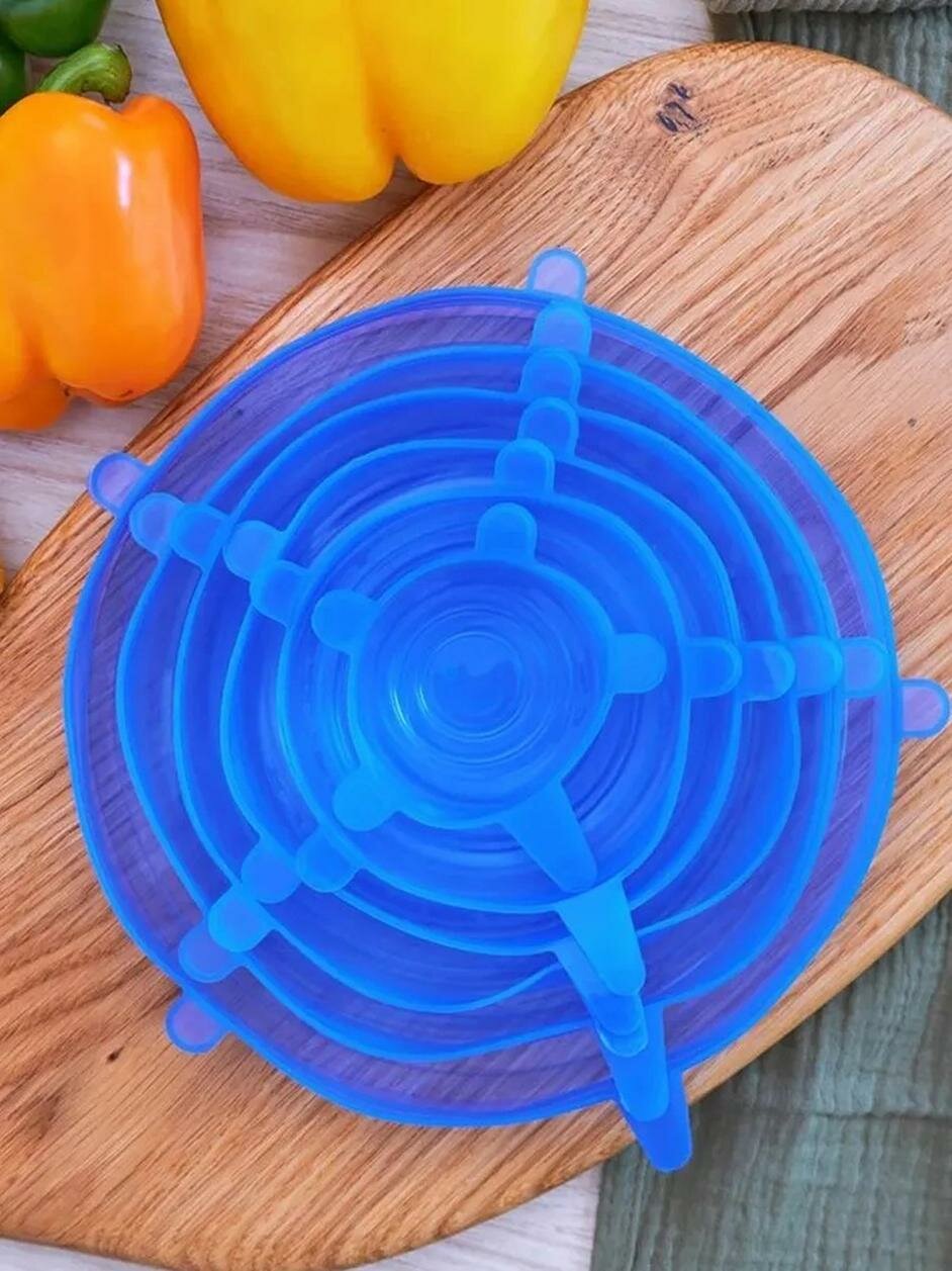 Набор универсальных растягивающихся силиконовых крышек комплект 6 шт