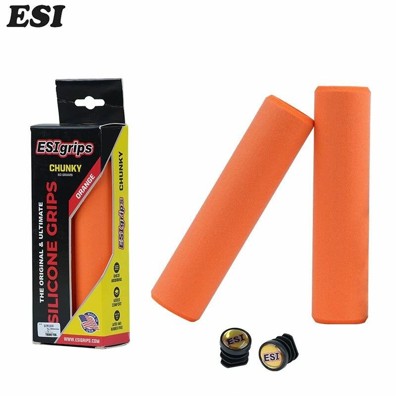 Сделано в США ESI велосипедные ручки Силиконовые захваты CHUNKY оранжевый цвет