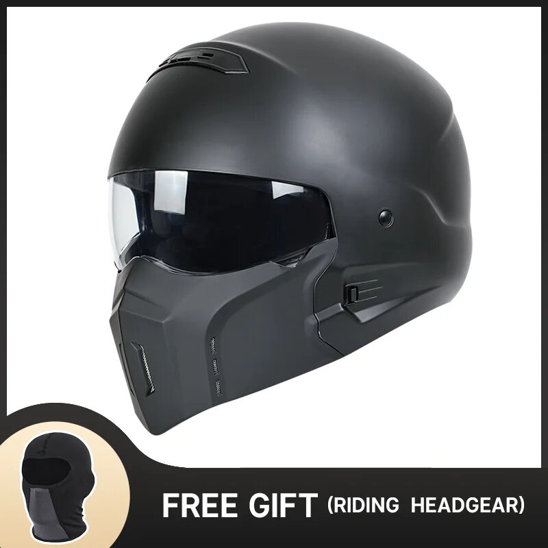 Новое поступление 2025 года, одобренный DOT, полнолицевой шлем, Черный, XXL, Matt Black A